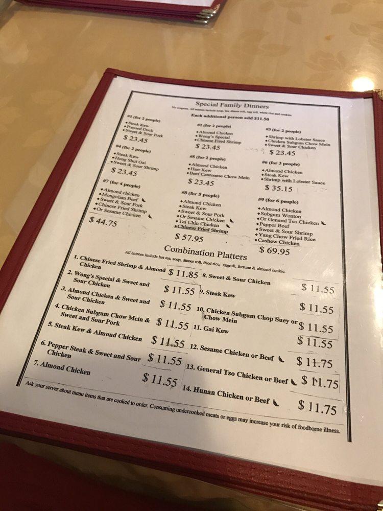 Menu at Wong's Garden restaurant, Saint Clair Shores