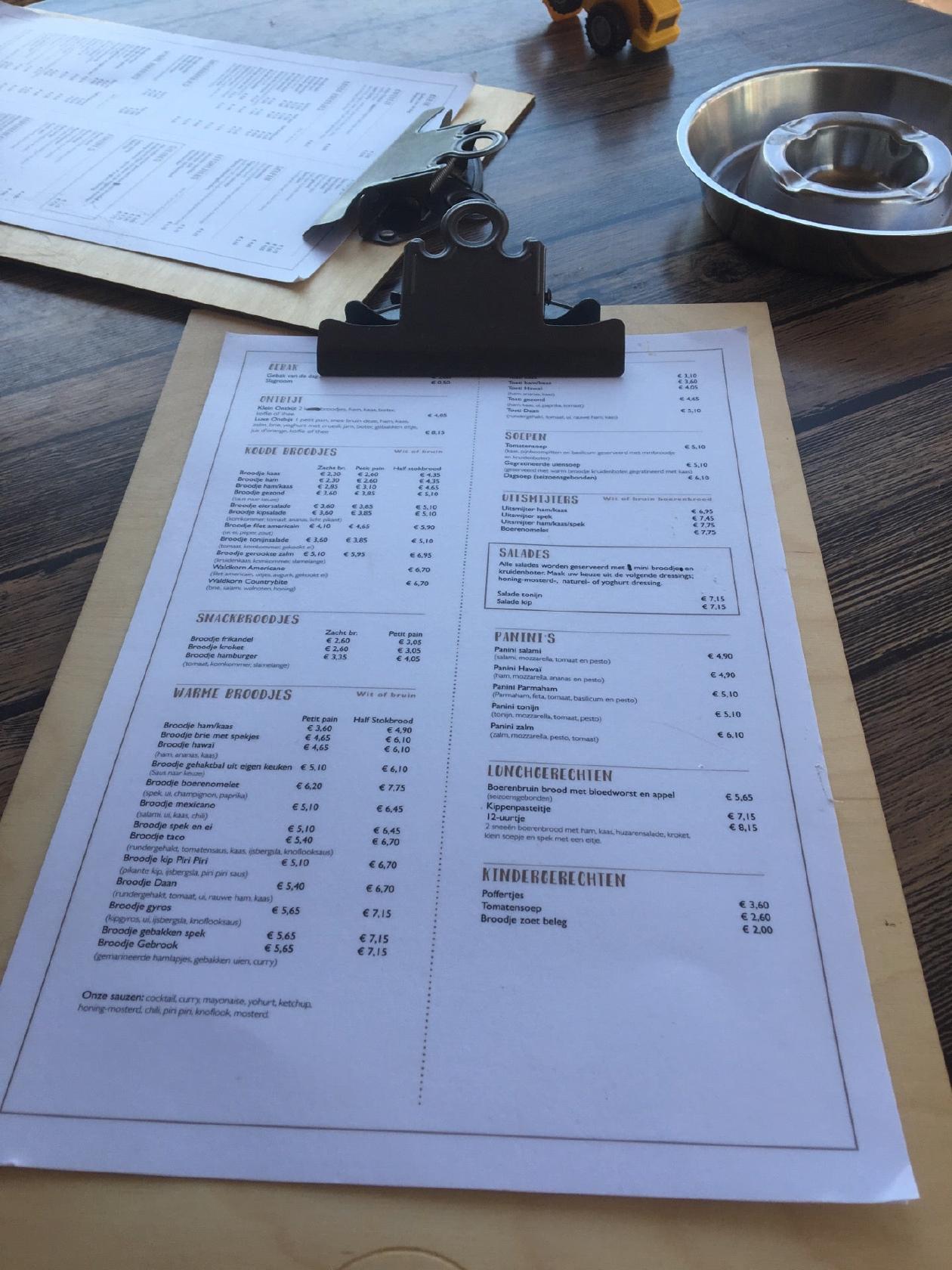 Menu at Broodje Daan, Hoensbroek