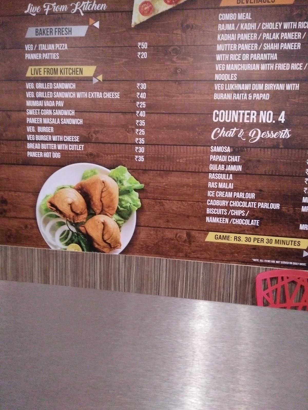 Menu at Cafe D Bajaj, Delhi