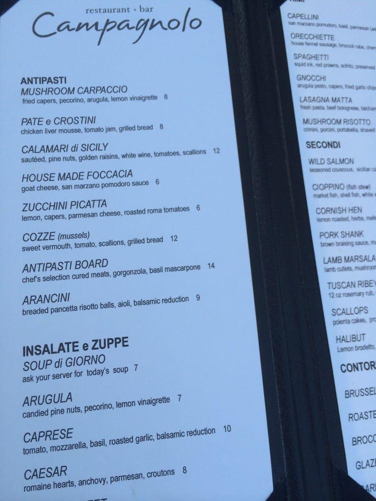 Menu at Campagnolo Restaurant + Bar, Atlanta