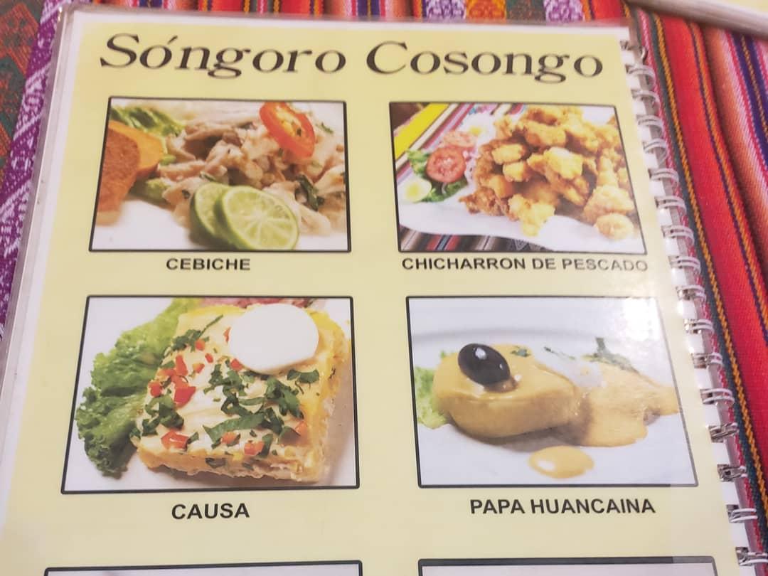 Carta del restaurante Sóngoro Cosongo, Barranco