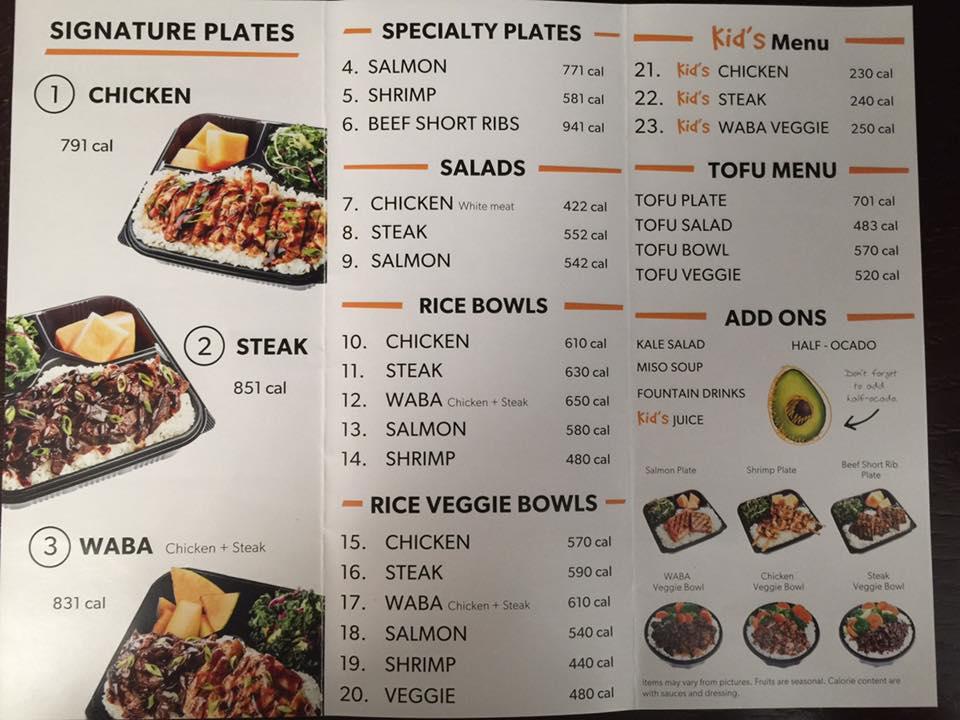 Menu at WaBa Grill fast food, Ventura, Telephone Rd Ste 1a