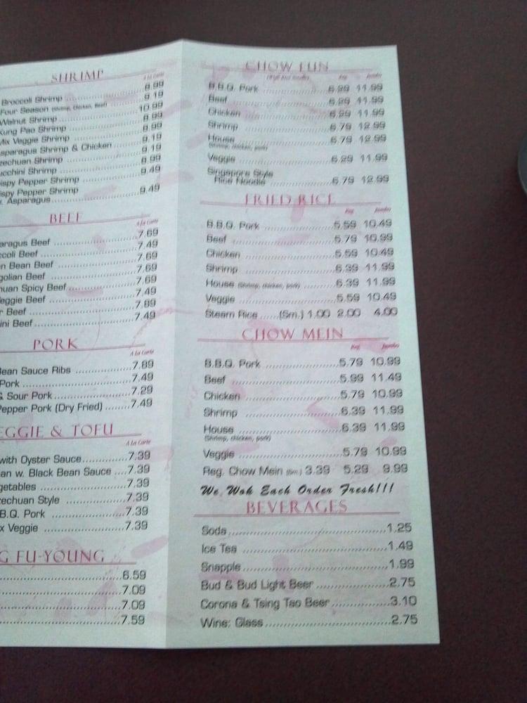 Menu at Wayne's Wok restaurant, Sacramento