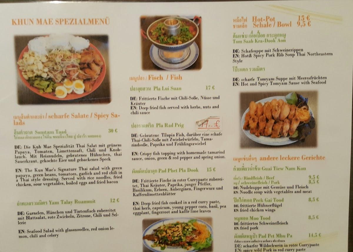 Carta de Khun Mae, Thai Restaurant & Shop, Nuremberg