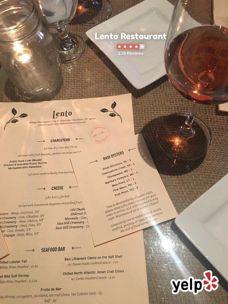 Menu at Lento pub & bar, Rochester