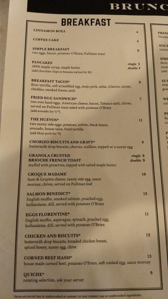 Menu at Pullman Bar & Diner, Iowa City