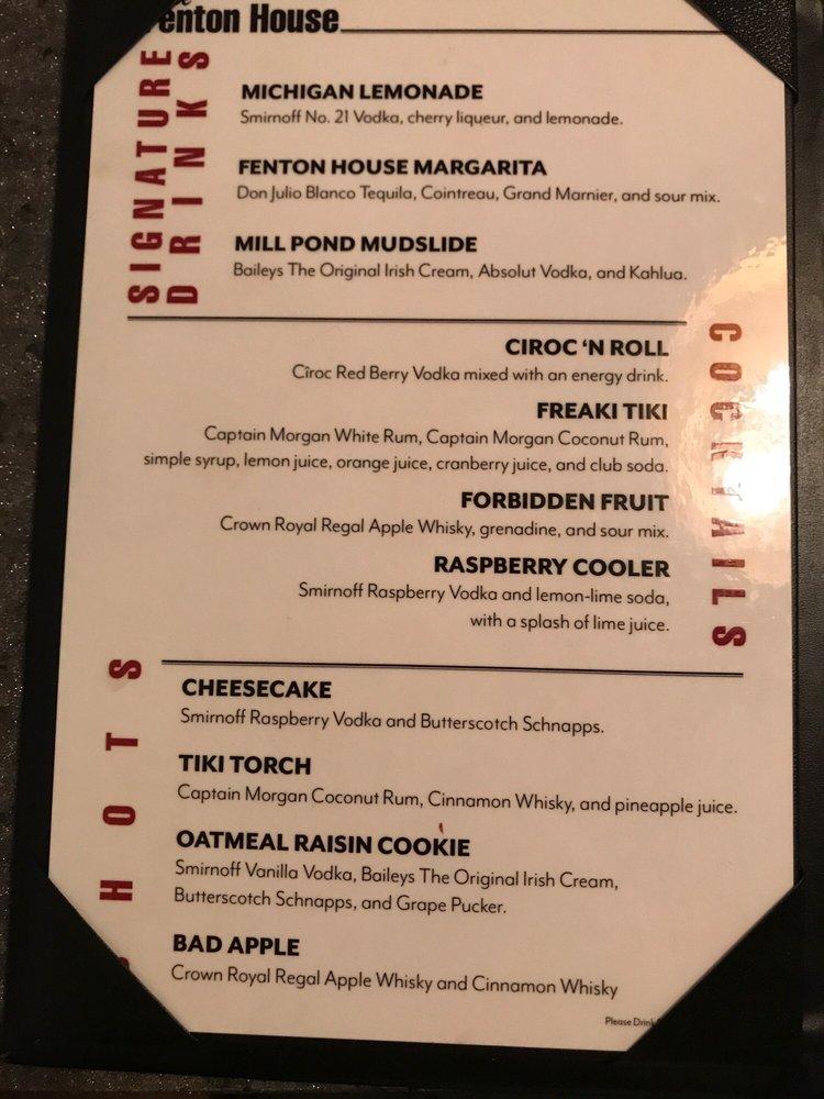 Menu at The Fenton House Restaurant, Fenton
