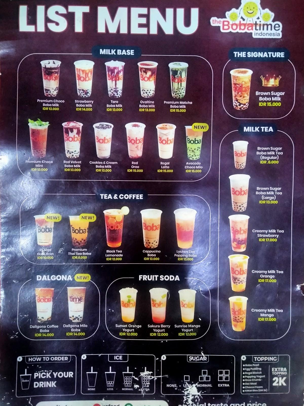 Menu at Boba Day Ungaran, Semarang