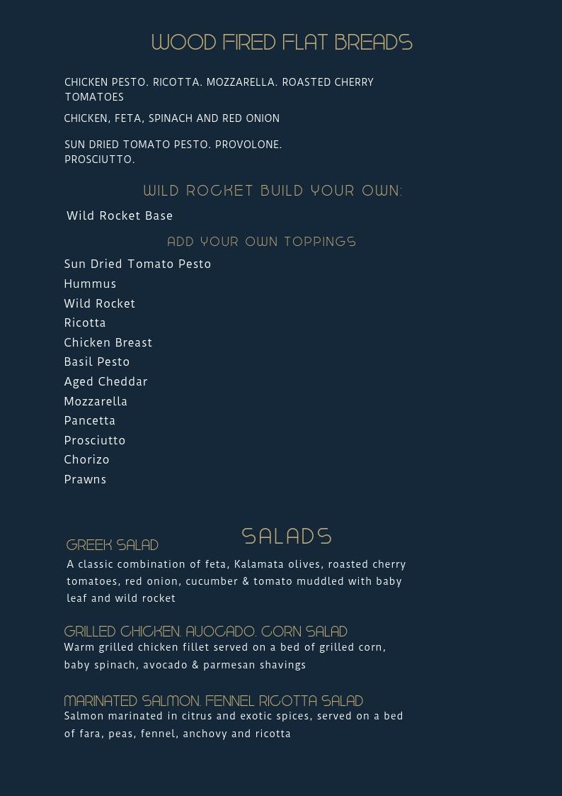 Carta de Gratitude Restaurant, Johannesburgo