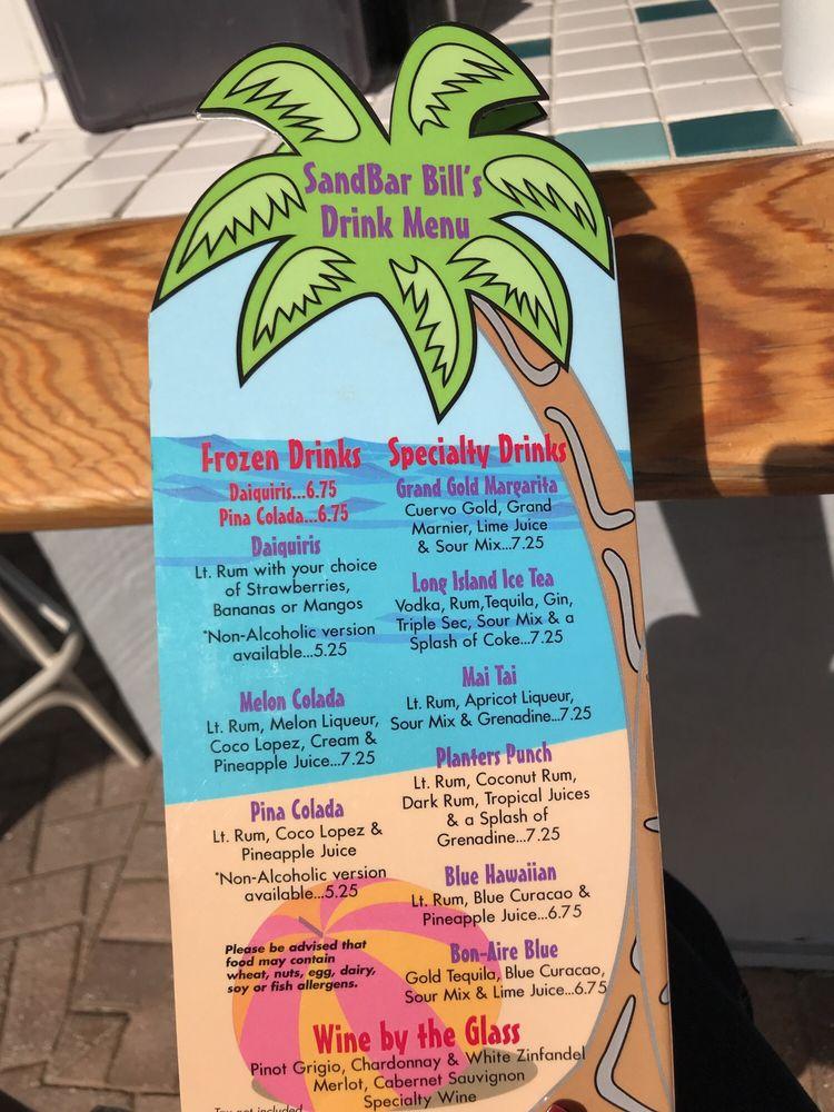 Menu at Sandbar Bill's Bar and Grille, Saint Pete Beach