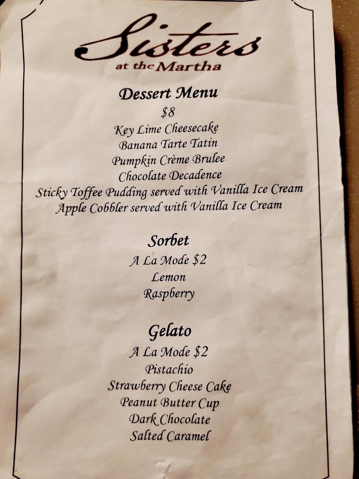 Menu at Sister's American Grill restaurant, Abingdon