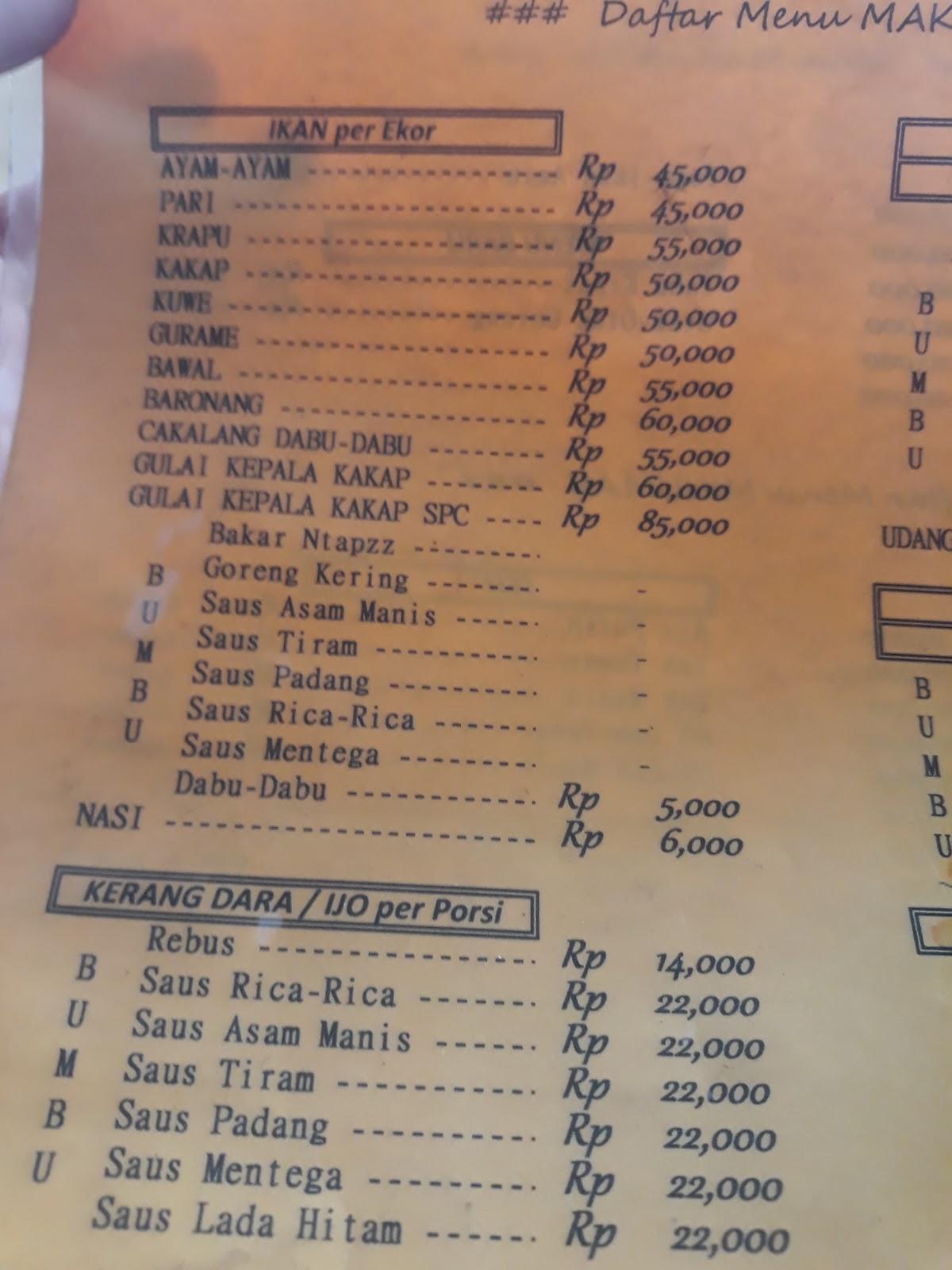 Menu at THE GEMBUS restaurant, Bogor