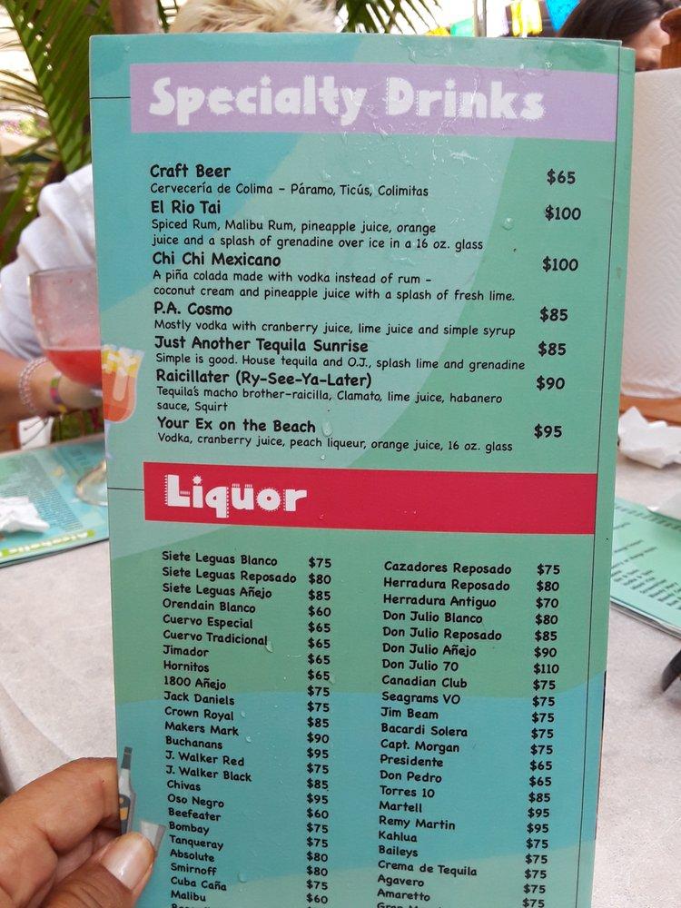 Menu at El Rio BBQ, Puerto Vallarta