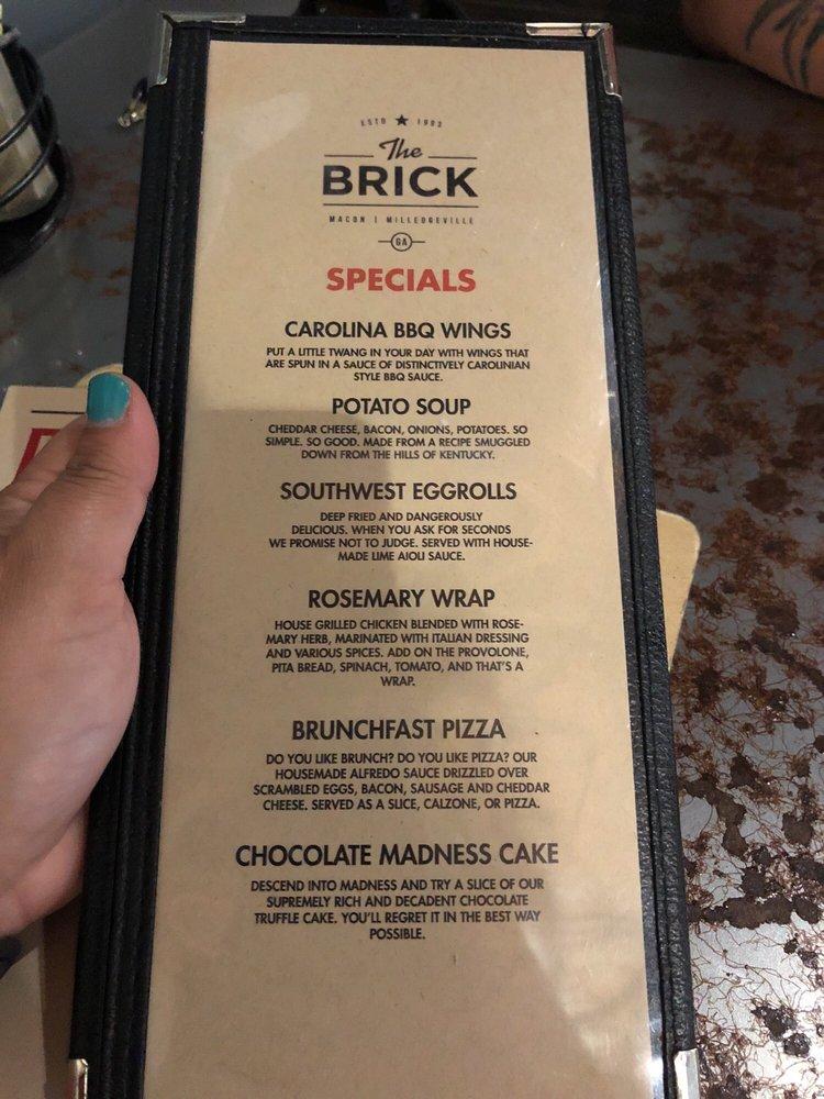 Menu at The Brick pizzeria, Macon
