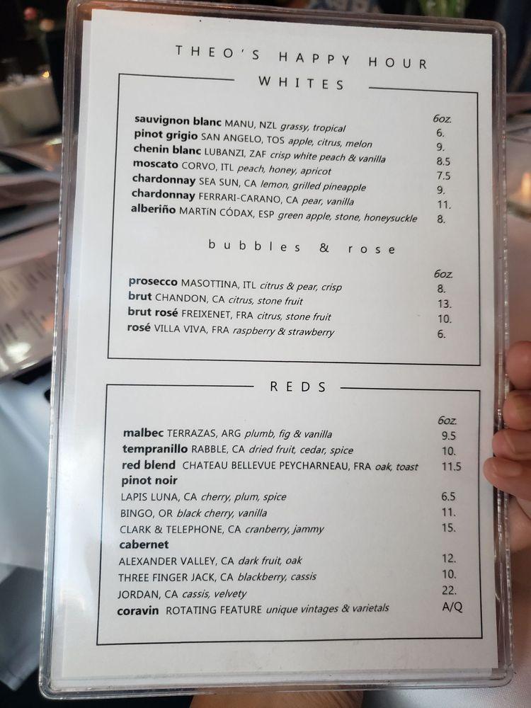Menu at Theo's - Rogers steakhouse, Rogers