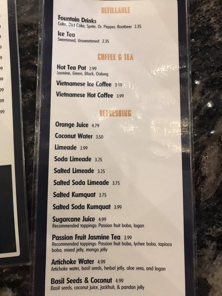 Menu at Bao Vietnamese Kitchen restaurant, Baton Rouge