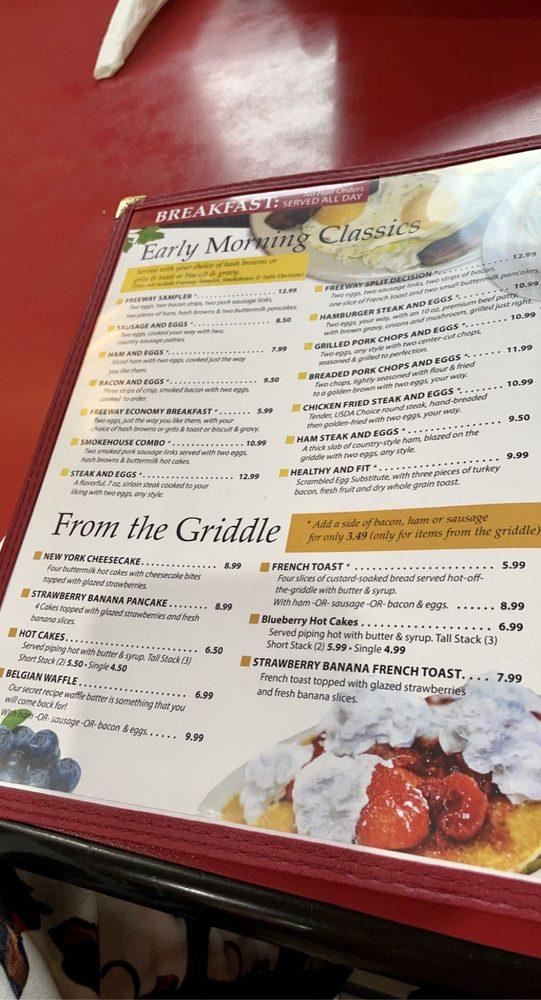Menu at Freeway Cafe #2, Tulsa, E 3rd St