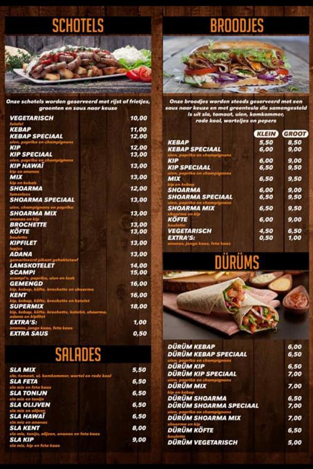 Menu au Kent Pizza & Kebab, Mol