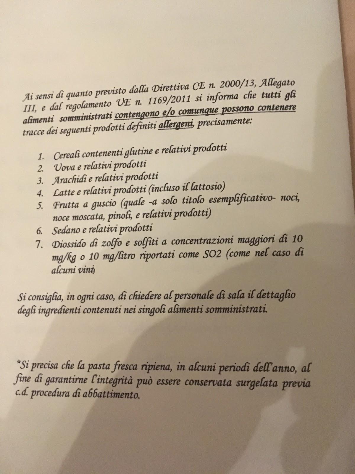 Menu at La Loggia restaurant, Ruta