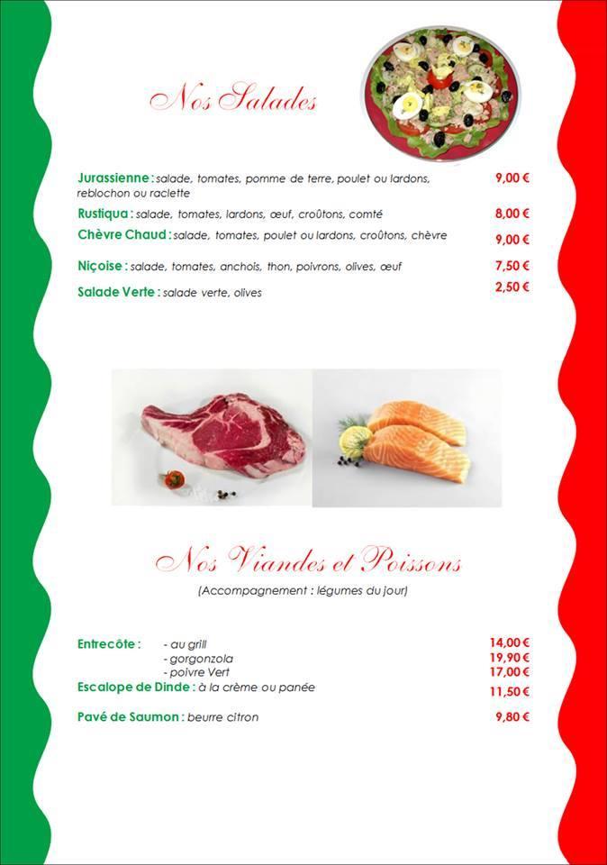 Carta del restaurante Le Central, Damparis