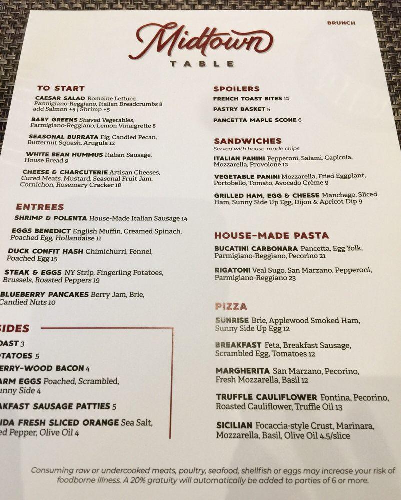 Carta del pub y bar Midtown Table, Jacksonville
