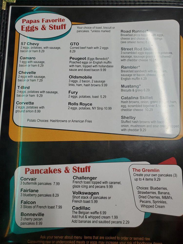 Menu at Papa J's Pizzeria & Diner, Honor