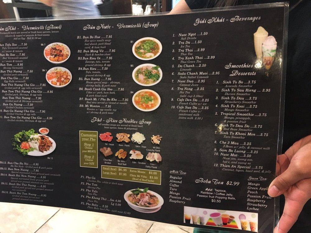 Carta del restaurante Thien An Sandwiches, Houston