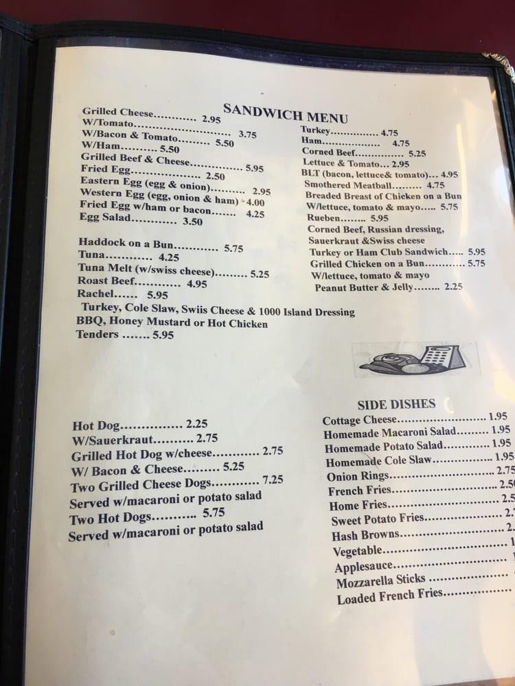 Menu at D & D Diner, Sherburne