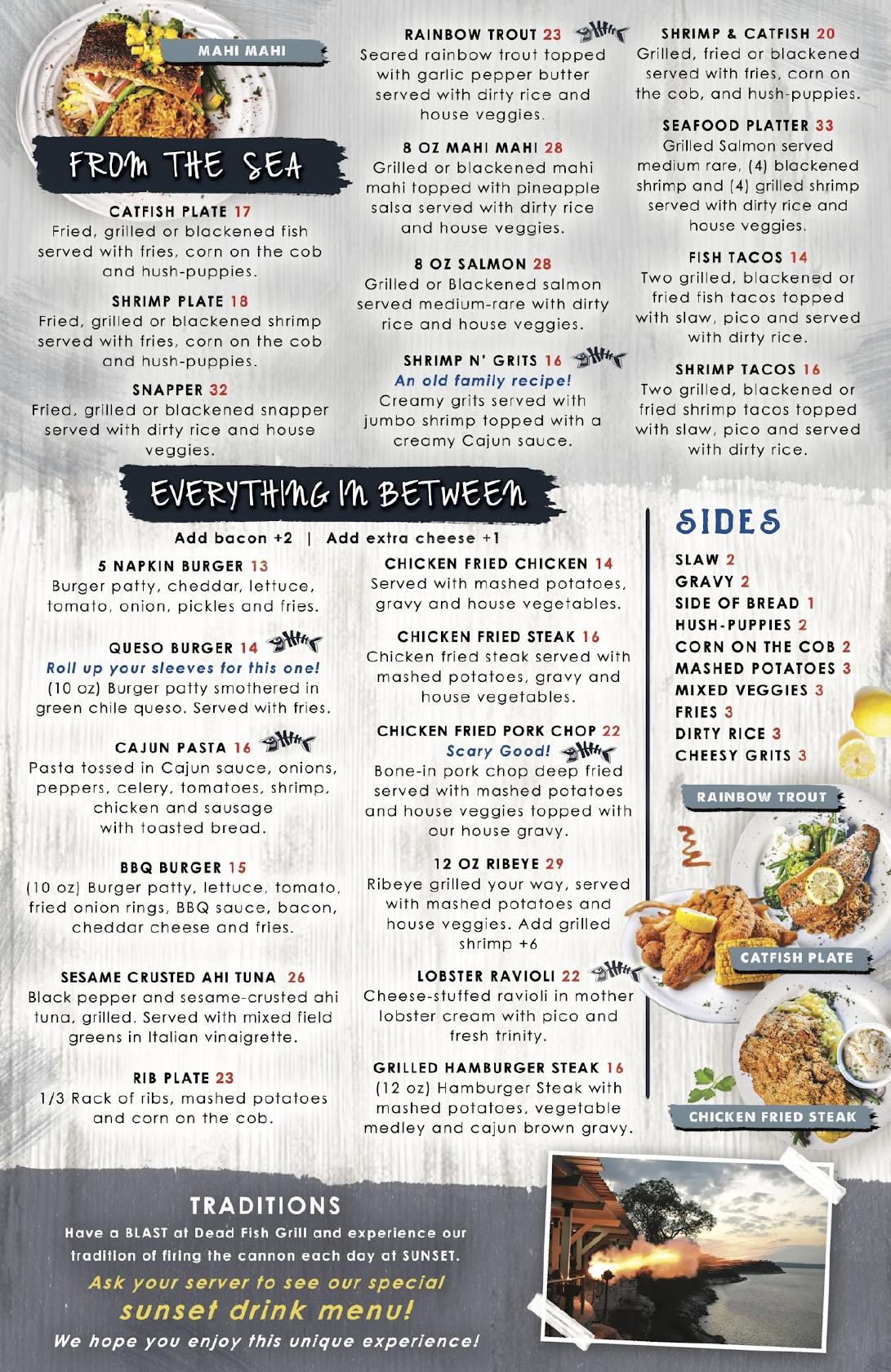 Menu at Dead Fish Grill restaurant, Belton