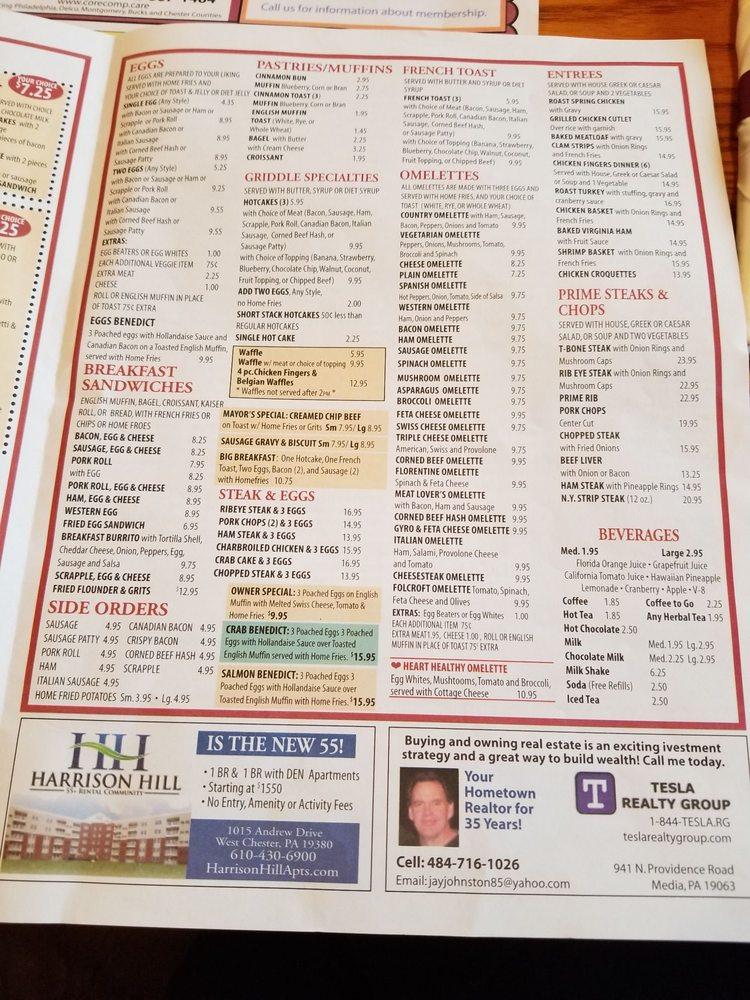 Menu at Folcroft Diner restaurant, Folcroft