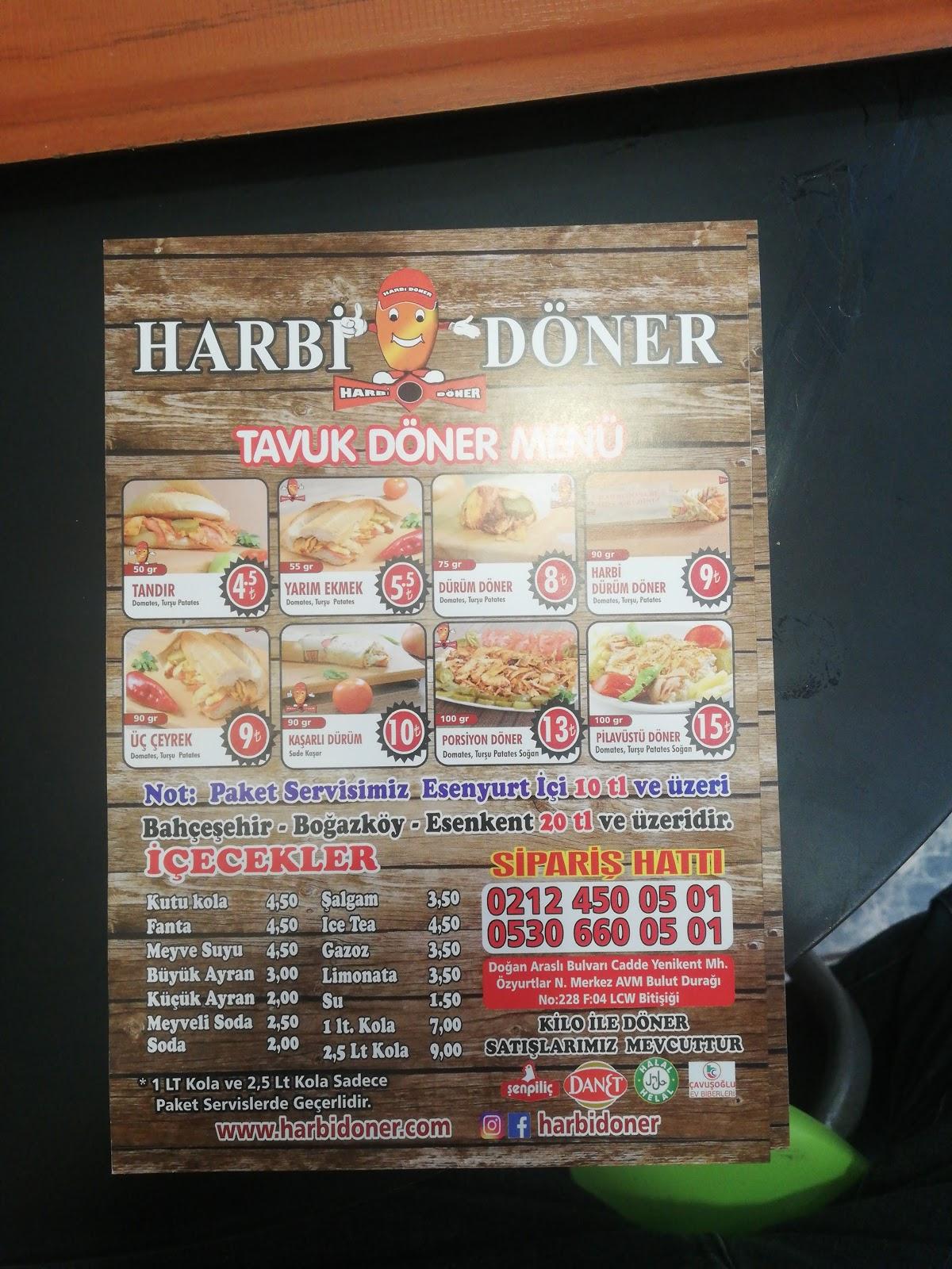 Menu at Harbi Döner esenyurt bulut duragı, Istanbul