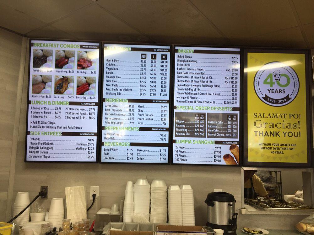 Menu at Valerio's City Bakery, National City, E 8th St #1