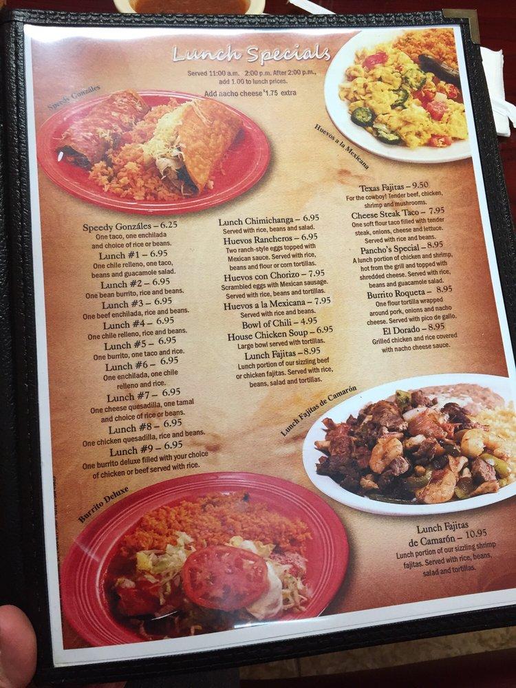 Menu at El Manzanillo Mexican Restaurant, Murphy, US-64 # 1370