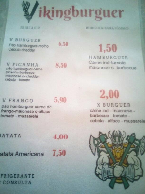 Menu at Viking Burgueria restaurant, Paulista