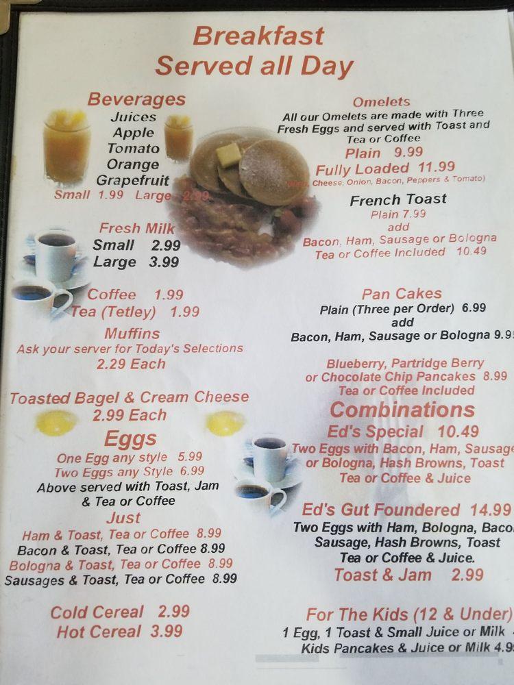 Menu at Eddy's Restaurant And Motel, South Brook