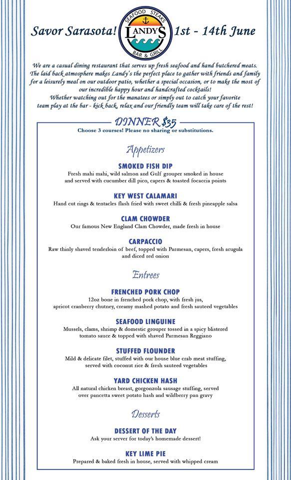 Menu at Landy's Restaurant, Englewood