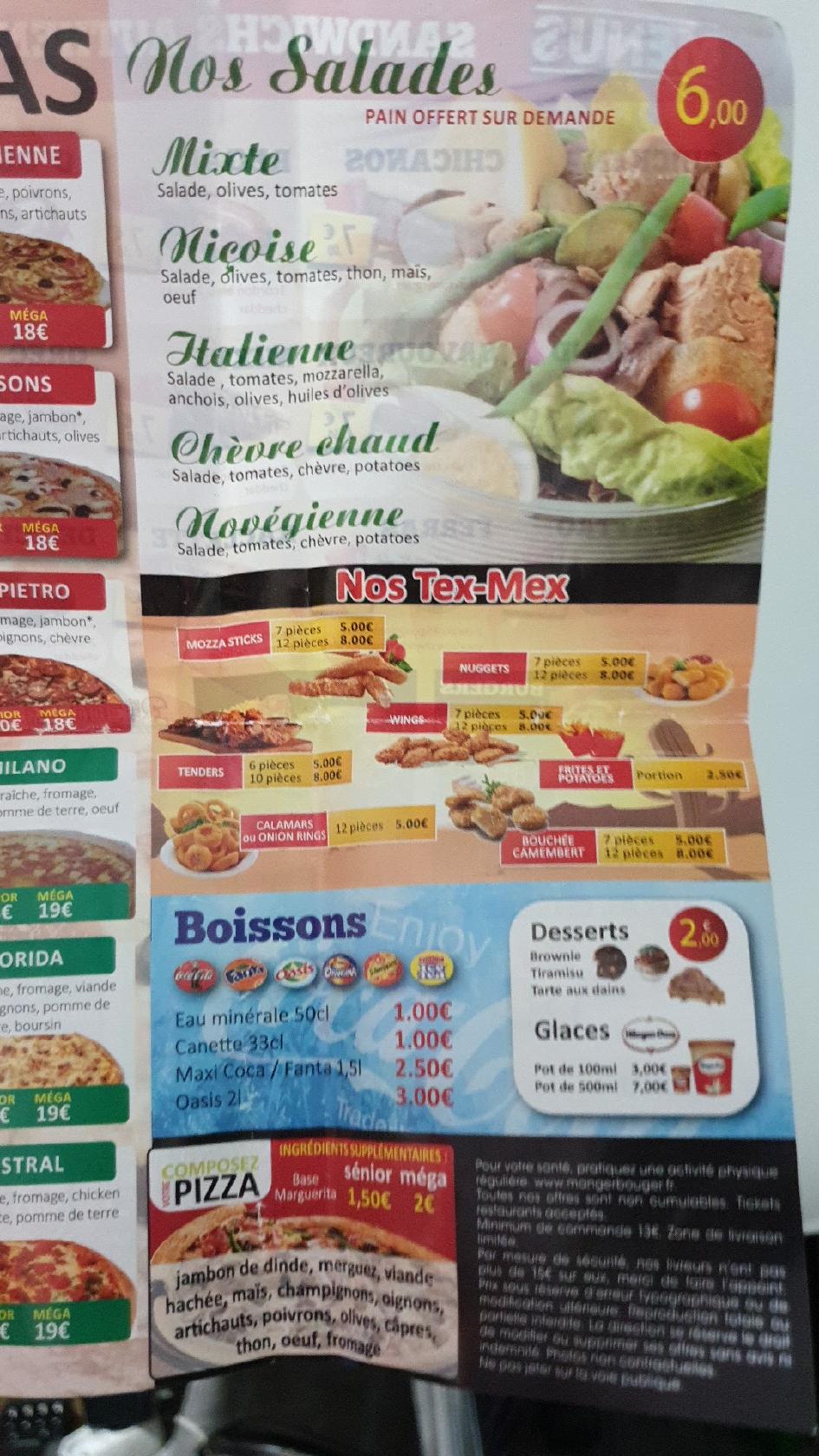 Menu at O'Delices restaurant, Sarcelles