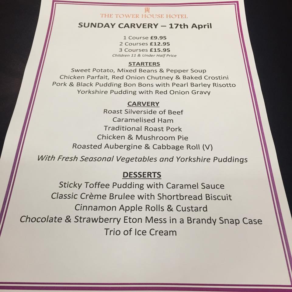 Menu at Tower House Hotel pub & bar, Halifax