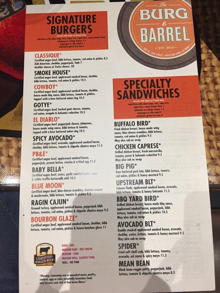 Menu at Burg & Barrel - Overland Park, Overland Park