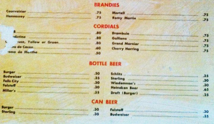 Menu at House of Como steakhouse, Evansville