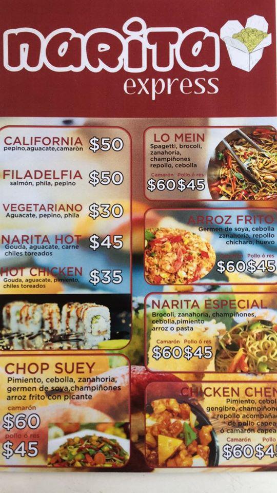 Menu at Narita Express restaurant, Morelia
