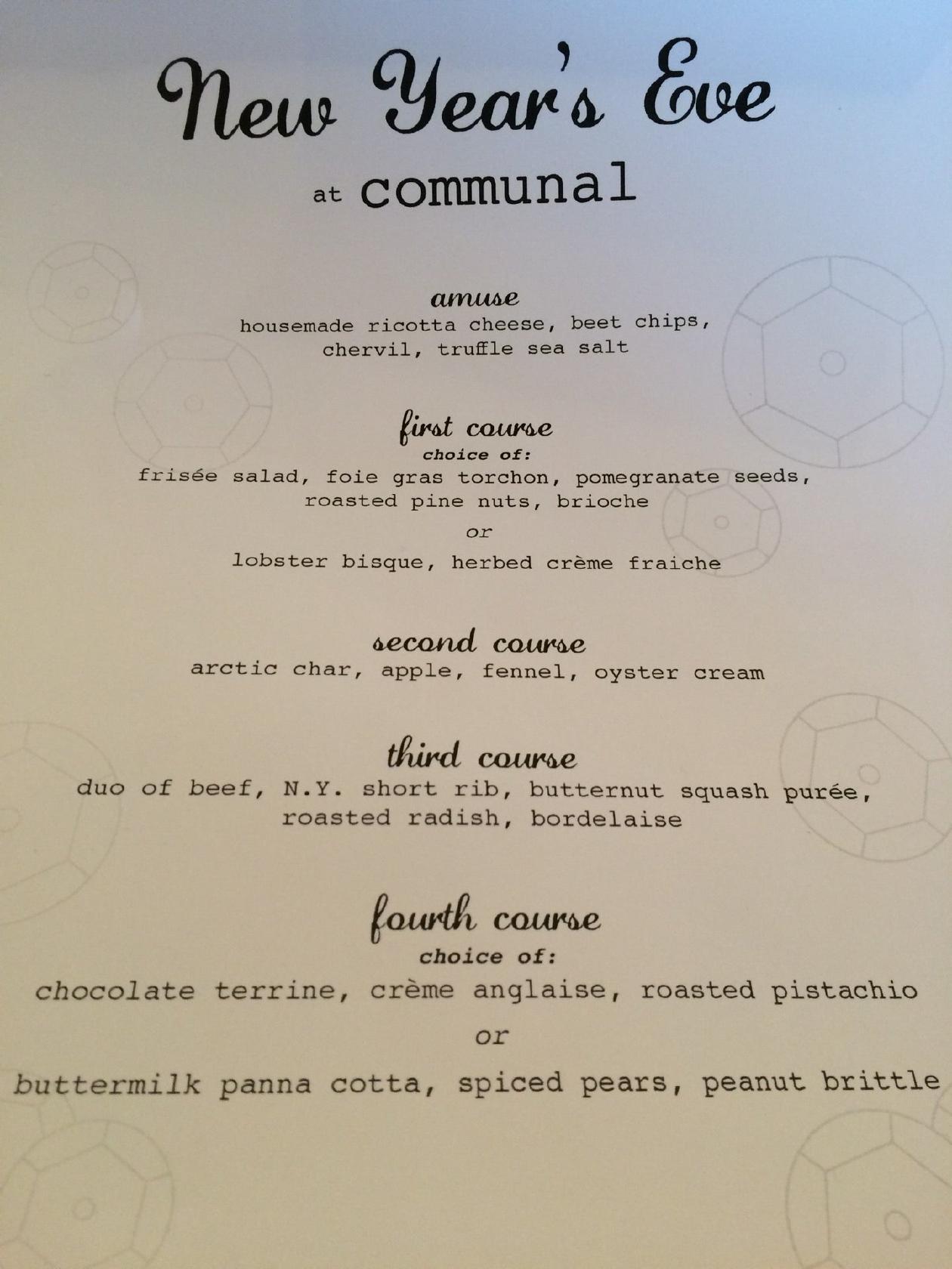 Menu at Communal restaurant, Provo