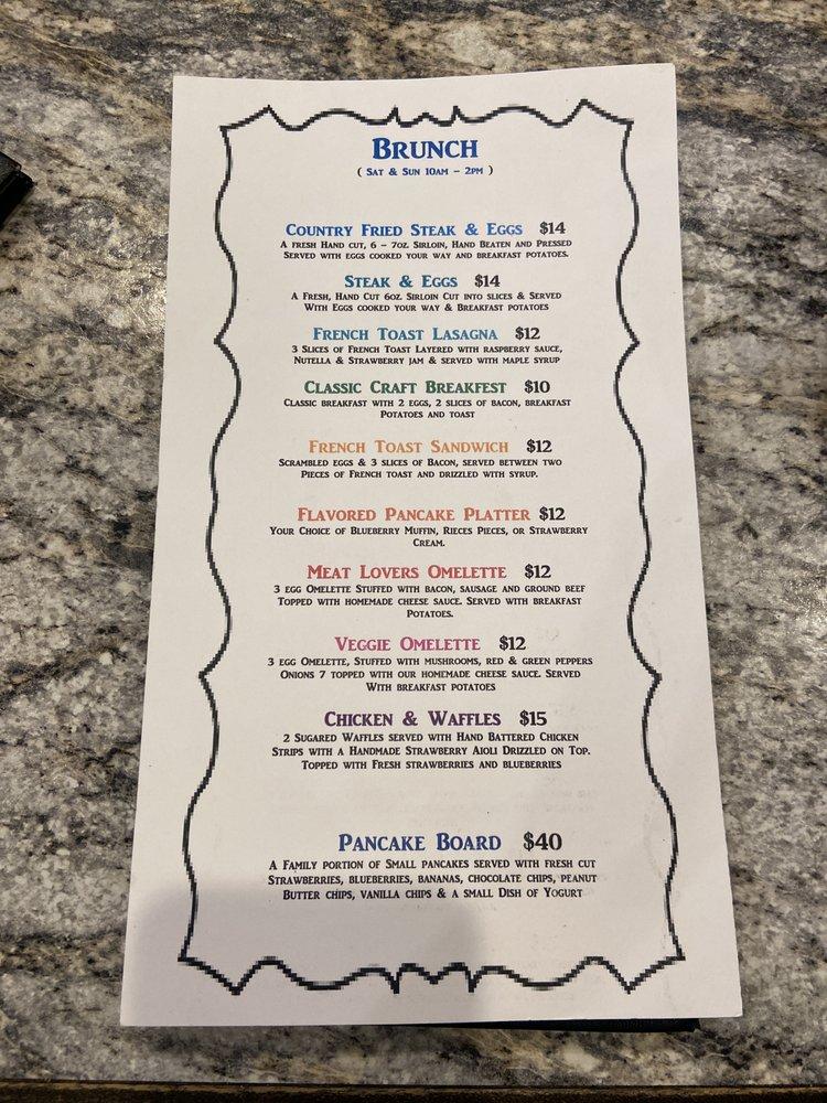 Menu at Craft B&B pub & bar, Billings