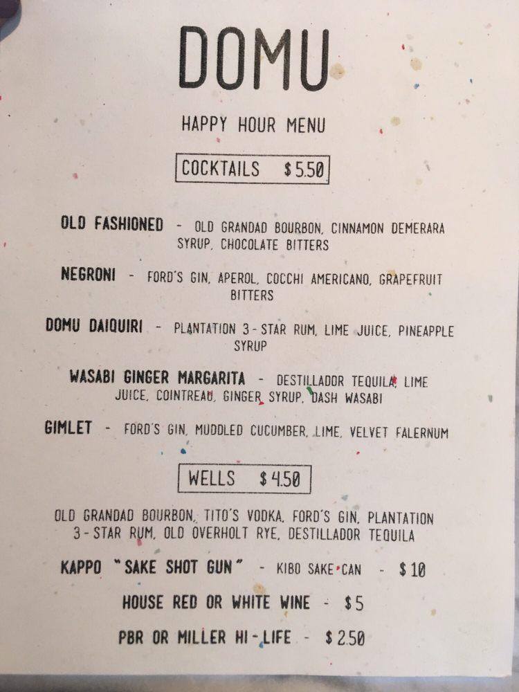 Menu at DOMU pub & bar, Orlando, 3201 Corrine Dr Suite 100
