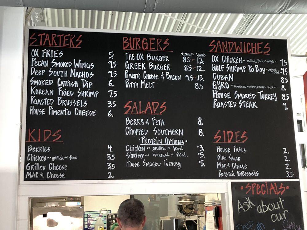 Menu at Ox Kitchen restaurant, Fairhope