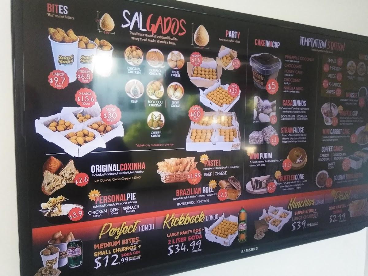 Menu at Snack Mania Brazilian Delights restaurant, Elizabeth