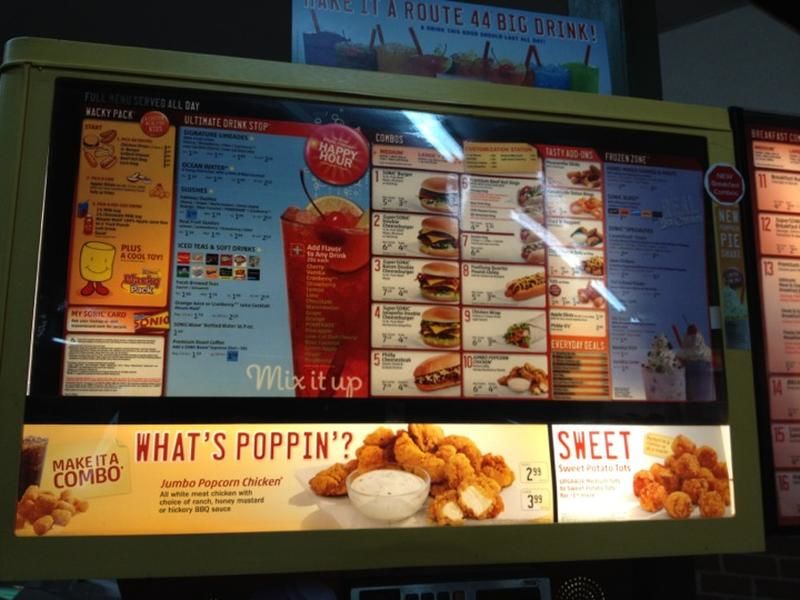 Menu at Sonic Drive-In fast food, Pooler, 185 Pooler Pkwy