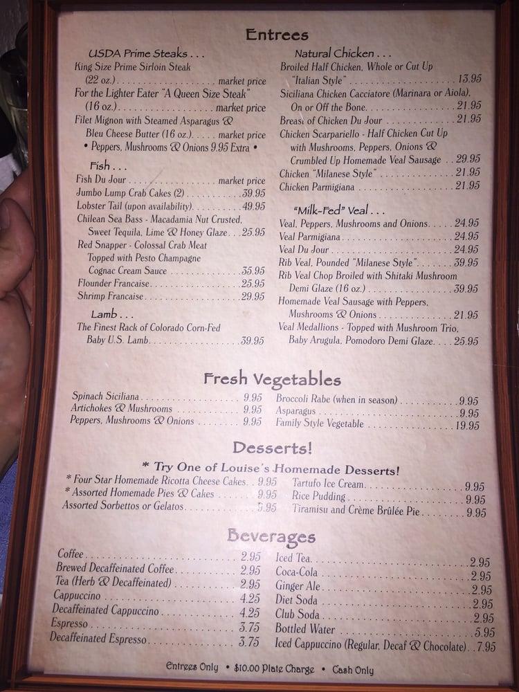 Menu at Chef Vola's restaurant, Atlantic City