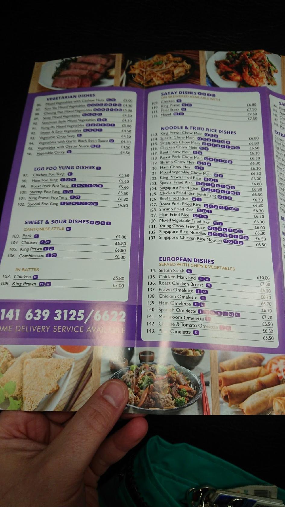 Menu at Golden Kitchen fast food, Glasgow, 230 Ayr Rd