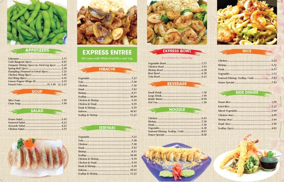 Menu at Ichiban Express restaurant, McDonough